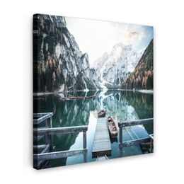 OnlyWow Leinwand Bilder Bergsee | Gr.: 20 x 20 cm