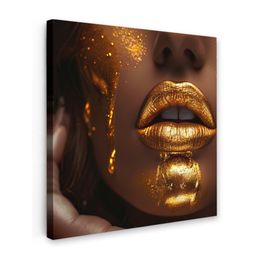 OnlyWow Leinwand Bilder Goldenes Gesicht | Gr.: 20 x 20 cm