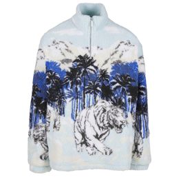 Sweater Karl Kani "Karl Kani KK Metal Signature Ice Tiger Teddy Troyer", Herren, Gr. XL, blau, wei&szlig;, grau, 100% Polyester, Sweatshirts Sweater