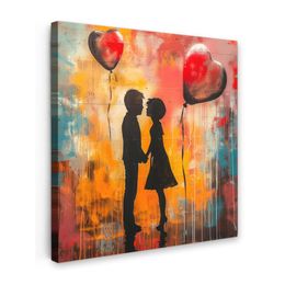 MuchoWow Leinwand Bilder Silhouette Liebe | Gr.: 20 x 20 cm