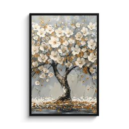 OnlyWow Poster mit Leiste Wei&szlig;er Baum | Gr.: 80 x 120 cm