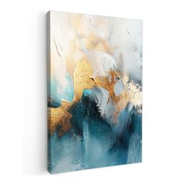 OnlyWow Leinwand Bilder Abstrakte Kunst gold blau | Gr.: 60 x 90 cm