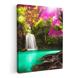 OnlyWow Leinwand Bilder Magischer Wasserfall | Gr.: 60 x 90 cm