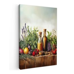 OnlyWow Leinwand Bilder Kr&auml;utertisch | Gr.: 90 x 140 cm