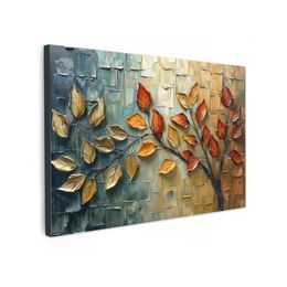 OnlyWow Leinwand Bilder Herbstbl&auml;tter | Gr.: 90 x 140 cm