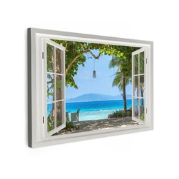 OnlyWow Leinwand Bilder Tropischer Strand | Gr.: 90 x 60 cm