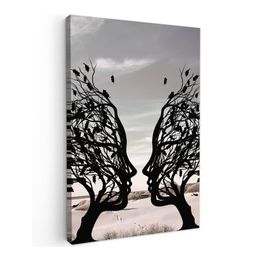 OnlyWow Leinwand Bilder Gesichtsbaum | Gr.: 60 x 90 cm