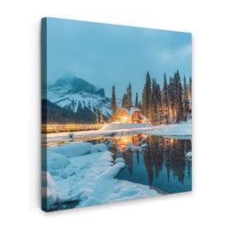 OnlyWow Leinwand Bilder Hellblau | Gr.: 90 x 90 cm