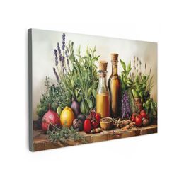 OnlyWow Leinwand Bilder Kr&auml;utertisch | Gr.: 90 x 60 cm