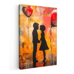 OnlyWow Leinwand Bilder Silhouette Liebe | Gr.: 60 x 80 cm