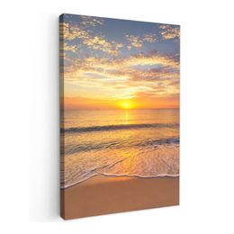 OnlyWow Leinwand Bilder Sonnenuntergang Meer | Gr.: 30 x 40 cm