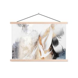 OnlyWow Poster mit Leiste Abstrakte Kunst wei&szlig; gold | Gr.: 60 x 40 cm