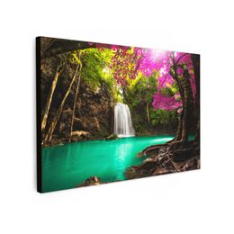 OnlyWow Leinwand Bilder Magischer Wasserfall | Gr.: 80x60 cm