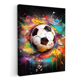 OnlyWow Leinwand Bilder Fu&szlig;ball | Gr.: 20 x 30 cm