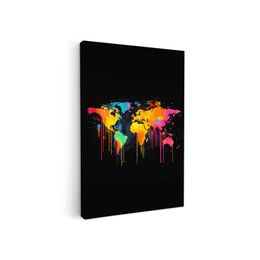 OnlyWow Leinwand Bilder Graffiti-Weltkarte | Gr.: 80 x 120 cm
