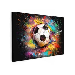 OnlyWow Leinwand Bilder Fu&szlig;ball | Gr.: 30 x 20 cm