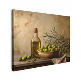 MuchoWow Leinwand Bilder Olivgr&uuml;n | Gr.: 30 x 20 cm
