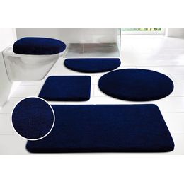 Badematte OTTO HOME "Merida, Badvorleger, Badezimmer Teppich" Gr. 2, blau (marine), H:32mm, Kunstfaser, Badematten, Badematte, Badteppich, Uni Farben, rechteckig, rund & als 2-tlg. Set erh&auml;ltlich