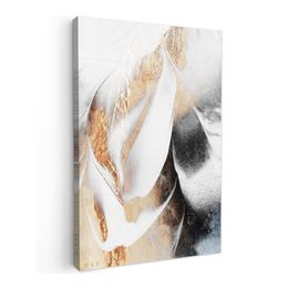 OnlyWow Leinwand Bilder Abstrakte Kunst wei&szlig; gold | Gr.: 20 x 30 cm