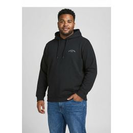 Jack & Jones PlusSize Kapuzensweatshirt "JJCOLLEGE LOGO SWEAT HOOD PLS", Herren, Gr. 3XL, schwarz, Sweatware, Obermaterial: 80% Baumwolle, 20% Polyester, JACK & JONES PLUSSIZE, unifarben, regular fit normal, Rundhals, Rippb&uuml;ndchen, Sweatshirts