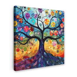 OnlyWow Leinwand Bilder Blumenbaum | Gr.: 50 x 50 cm