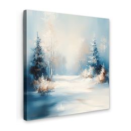 OnlyWow Leinwand Bilder Winterwald | Gr.: 20 x 20 cm