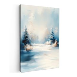 OnlyWow Leinwand Bilder Winterwald | Gr.: 80 x 120 cm