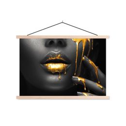MuchoWow Poster mit Leiste Gesicht gold schwarz | Gr.: 60 x 40 cm