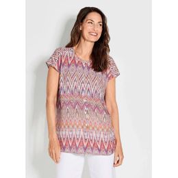 GOLDNER Kurzarm Printbluse f&uuml;r Damen multicolor in orange / gemustert | Gr.: 46