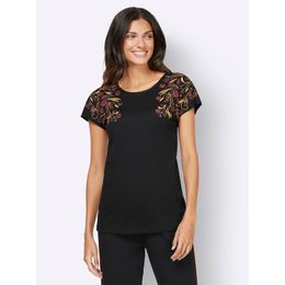 Longshirt "Longshirt", Damen, Gr. 50, schwarz, 100% Baumwolle, bedruckt, gebl&uuml;mt, gemustert, unifarben, Rundhals, Shirts Longshirt