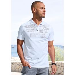 Poloshirt John Devin "mit Print", Herren, Gr. M (48/50), wei&szlig;, Slub, Obermaterial: 100% Baumwolle, bedruckt, regular fit, Rundhals, abgesteppte Kante, Shirts, Regular-Fit, aus Slub-Qualit&auml;t, mit Print