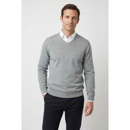 Strickpullover MARVELIS, Herren, Gr. 4XL, mittelgrau, Feinstrick, Obermaterial: 100% Baumwolle, regular fit, V-Ausschnitt, Rippb&uuml;ndchen, Pullover Strickpullover, V-Ausschnitt, regular fit, Baumwolle