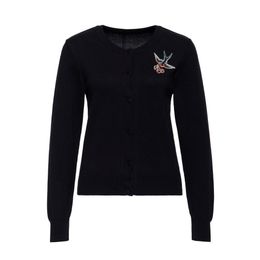 Queen Kerosin Cardigan Swallow and Cherry in schwarz | Gr.: M
