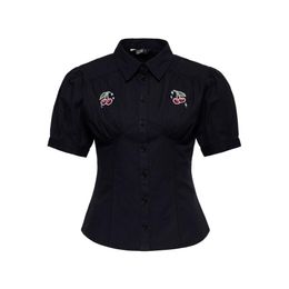 Queen Kerosin Bluse Cherry in schwarz | Gr.: S