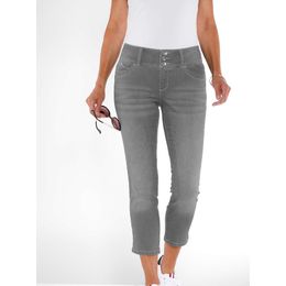 7/8-Jeans Casual Looks, Damen, Gr. 19, Kurzgr&ouml;&szlig;en, grau (grau, denim), 79% Baumwolle, 19% Polyester, 2% Elasthan, unifarben, 7/8-L&auml;nge, Jeans