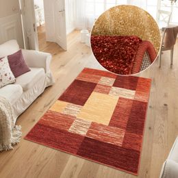 Teppich OTTO HOME "Melvin" Gr. 6, rot, B:200cm H:8mm L:290cm, Kunstfaser, Teppiche, Teppich, sch&ouml;n weich, Kurzflor Teppich Karo-Muster, Wohnzimmer, Esszimmer