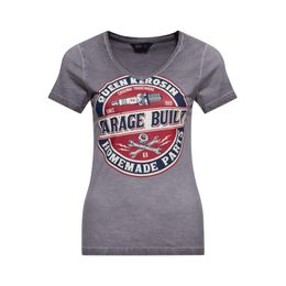 Queen Kerosin Oil Washed T-Shirt Garage Built in anthrazit | Gr.: XS