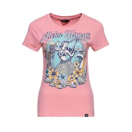 Queen Kerosin T-Shirt Aloha Hawaii in rosa | Gr.: M