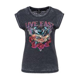 Queen Kerosin T-Shirt Live Fast in anthrazit | Gr.: M