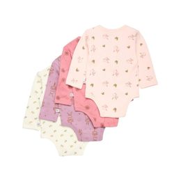 Pippi Babywear Kinder Langarmbody "Body LS AO-printed (4-pack)" in Rosa | Gr.: 68