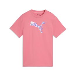 T-Shirt Puma "GRAPHIC FLORAL CAT TEE G", Jungen, Gr. 176, wild pink, Jersey, Obermaterial: 100% Baumwolle, bedruckt, regular fit normal, Rundhals, Shirts T-Shirt, Regular Fit, f&uuml;r Jugendliche, Rundhalsausschnitt
