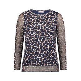 Betty Barclay Langarm-Shirt mit Animalprint in Dark Blue/Brown | Gr.: 38