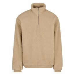 Kapuzensweatshirt Urban Classics "Urban Classics Oversized Teddy Troyer", Herren, Gr. XXL, unionbeige, 100% Polyester, unifarben, Sweatshirts