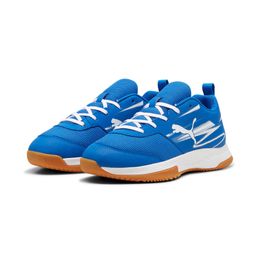 Hallenschuh Puma "VARION II JR", Kinder, Gr. 35, blau (Puma team royal, Puma wei&szlig;, gum), Synthetik, Schuhe Hallenschuh, mit rutschhemmender, non marking Gummilaufsohle
