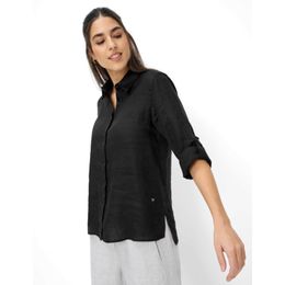 Kurzarmbluse Brax "Style VICKI", Damen, Gr. 34, schwarz, Web, 100% Leinen, Blusen