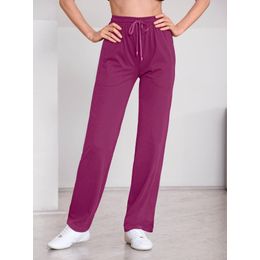 Sporthose Catamaran, Damen, Gr. 48/50, Normalgr&ouml;&szlig;en, lila (schwarz, malve), 100% Baumwolle, unifarben, lang, Hosen Sporthose