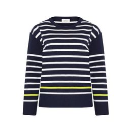 Cartoon Strickpullover mit Rundhalsausschnitt in Blau/Wei&szlig; | Gr.: 38