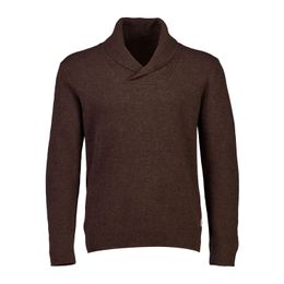 Strickpullover LINDBERGH "Strickpullover Relaxed Fit", Herren, Gr. L, dk braun mel, Obermaterial: 80% Wolle, 20% Nylon, unifarben, Pullover Strickpullover
