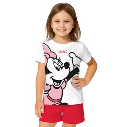 Disney Minnie Mouse Schlafanzug Pyjama Set Kurzarm in rot/wei&szlig; | Gr.: 110-116