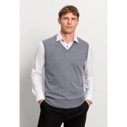 Pullunder OLYMP "OLYMP Casual Strick", Herren, Gr. S, silbergrau, 100% Schurwolle, Pullover Pullunder